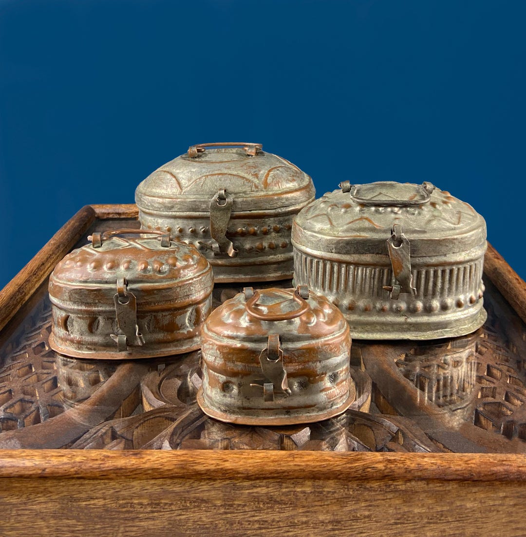 Rustic Copper Cricket Boxes: Set of 4 Oval Metal Containers - Etsy