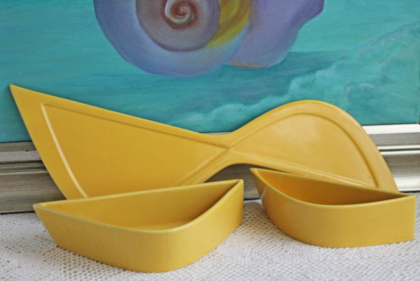 Divided Pottery Bowl With Two Compartments and Tray. Modern Shape Bowl ...