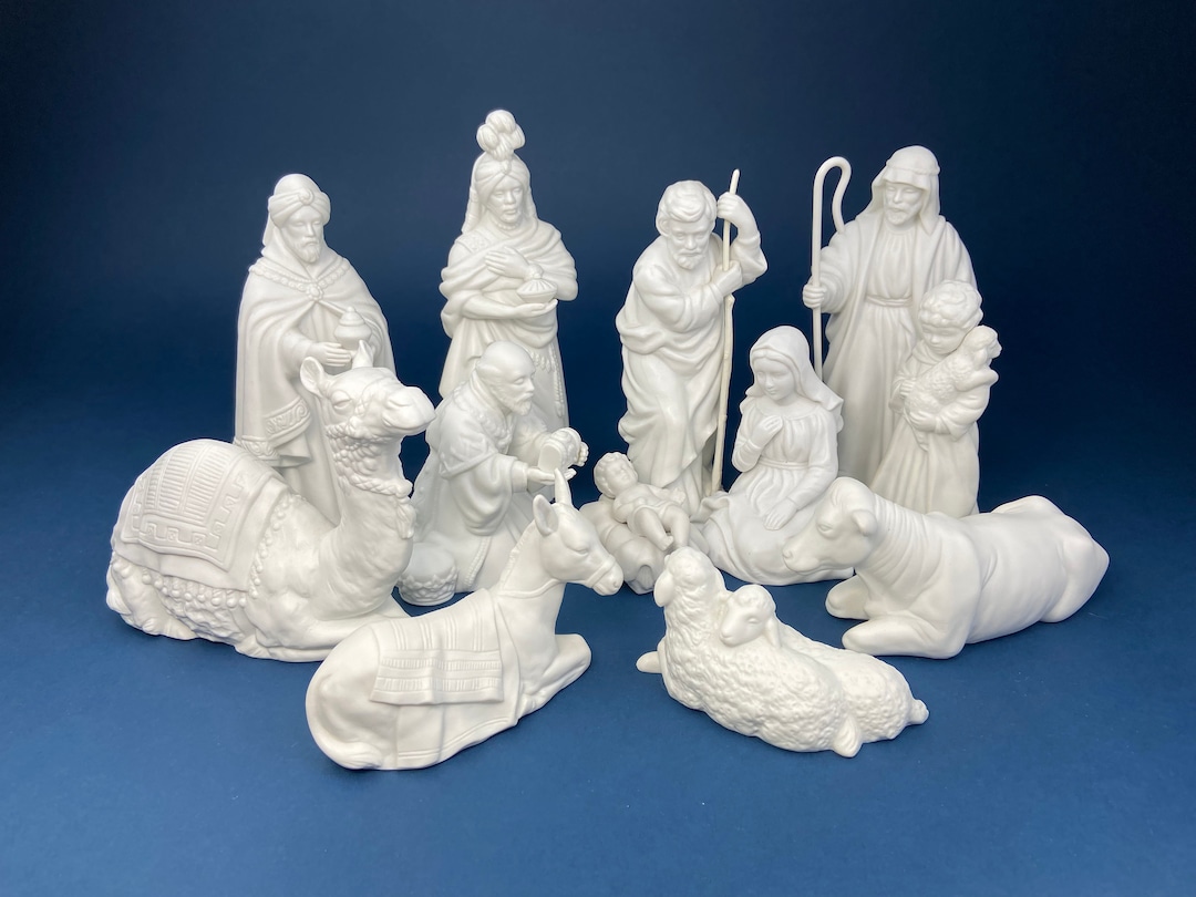 Vintage, Avon Nativity Set. White, Bisque Porcelain Figurines. Set of ...
