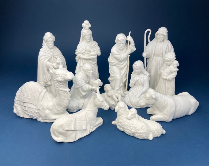 Vintage, Avon Nativity Set. White, Bisque Porcelain Figurines. Set of ...