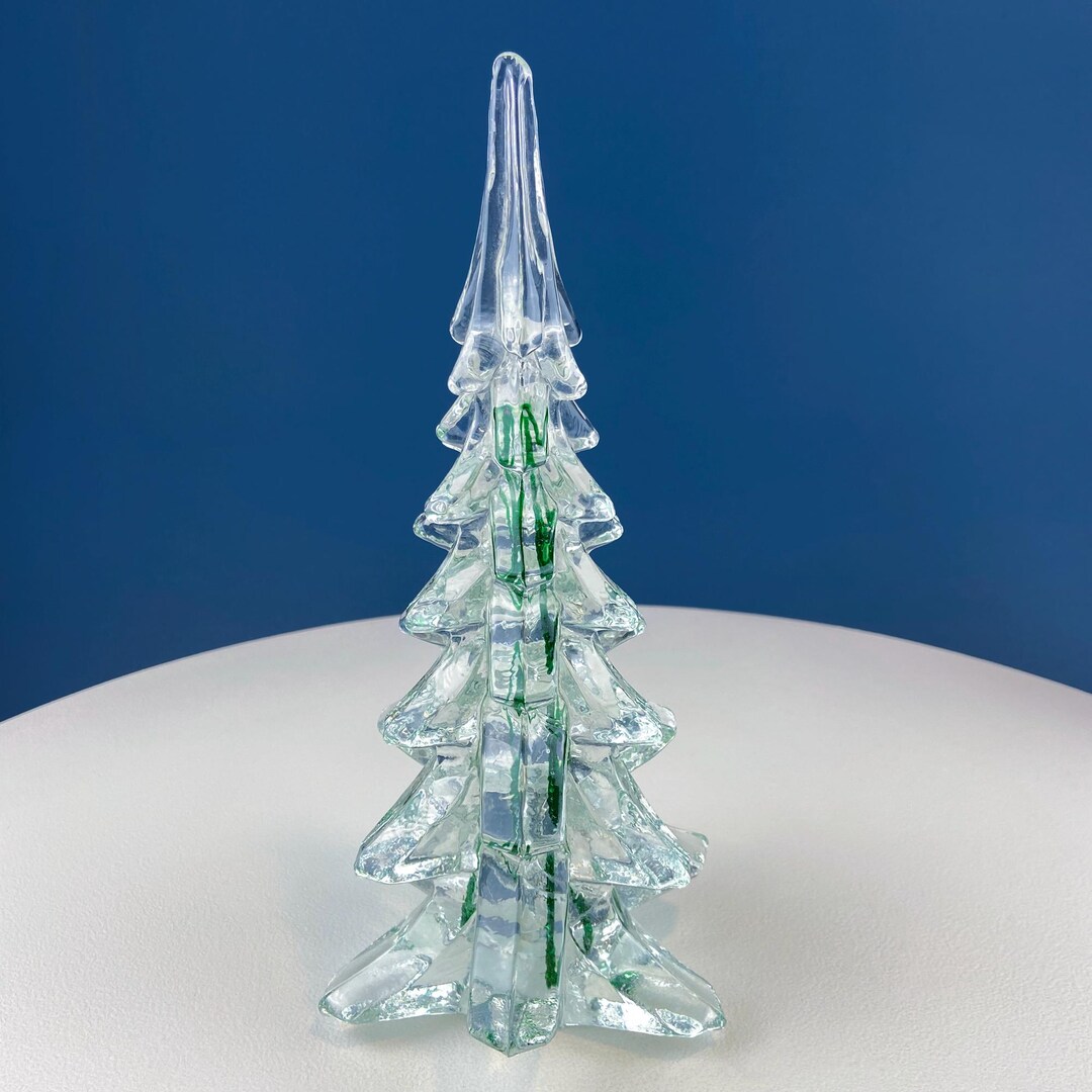 Lead Crystal Christmas Tree With Green Speckles. Hand Crafted Glass ...