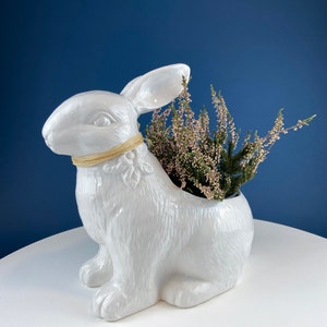 White Porcelain Bunny Planter. Large Ceramic Rabbit Figurine. Children ...