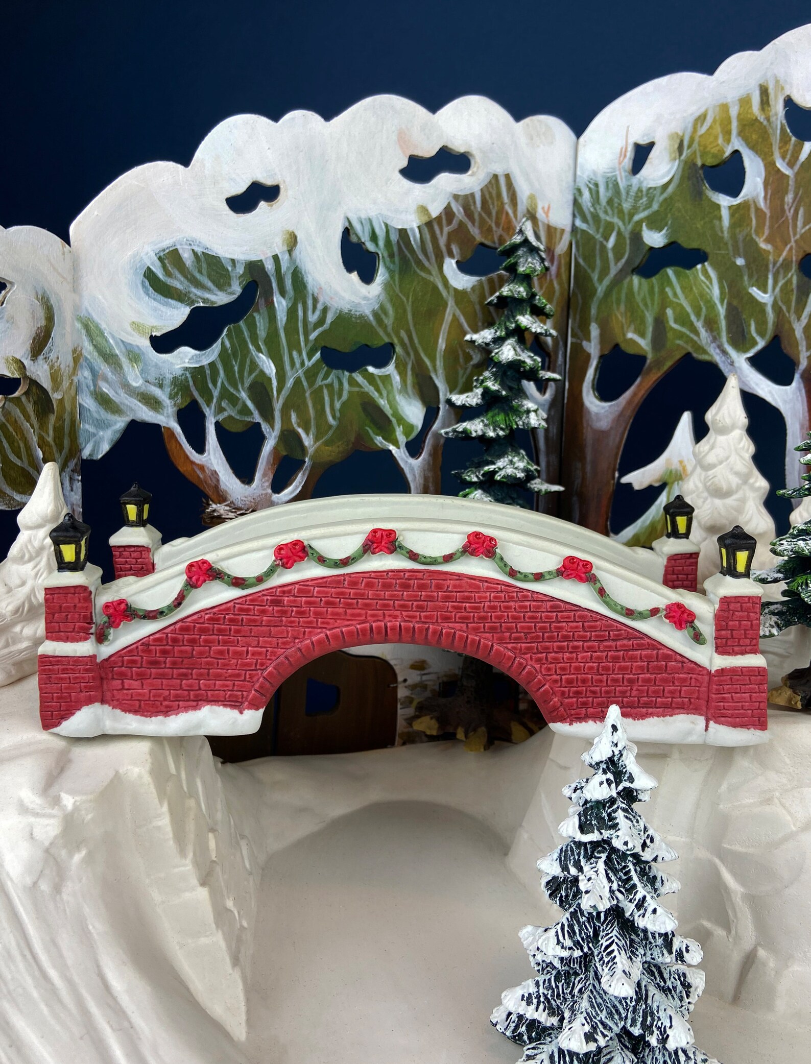 Christmas Village Red Bridge by Lemax. Porcelain Bridge With - Etsy