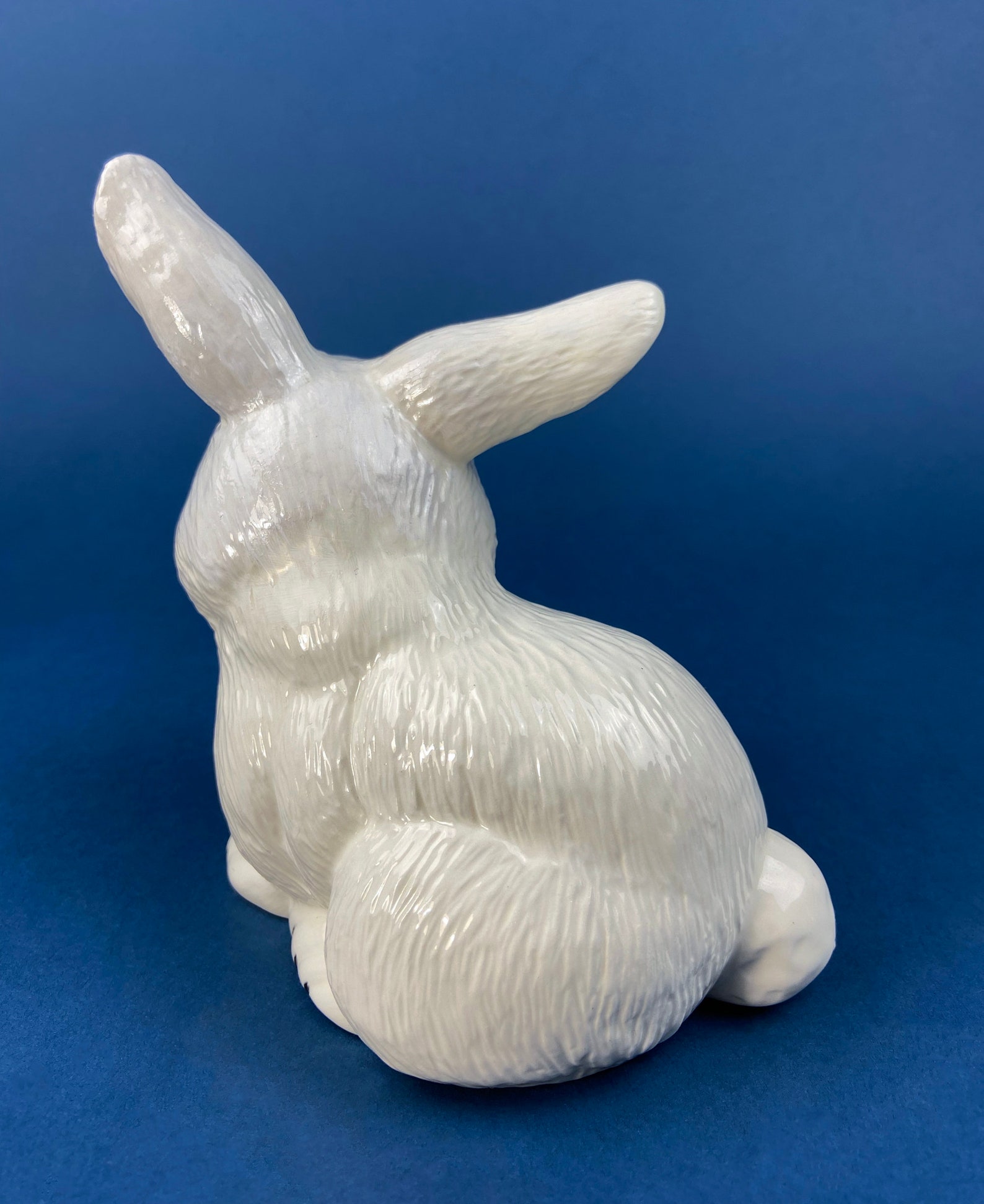 White Ceramic Bunny. Pink-nosed, Hazel-eyed Rabbit. Easter or Spring ...
