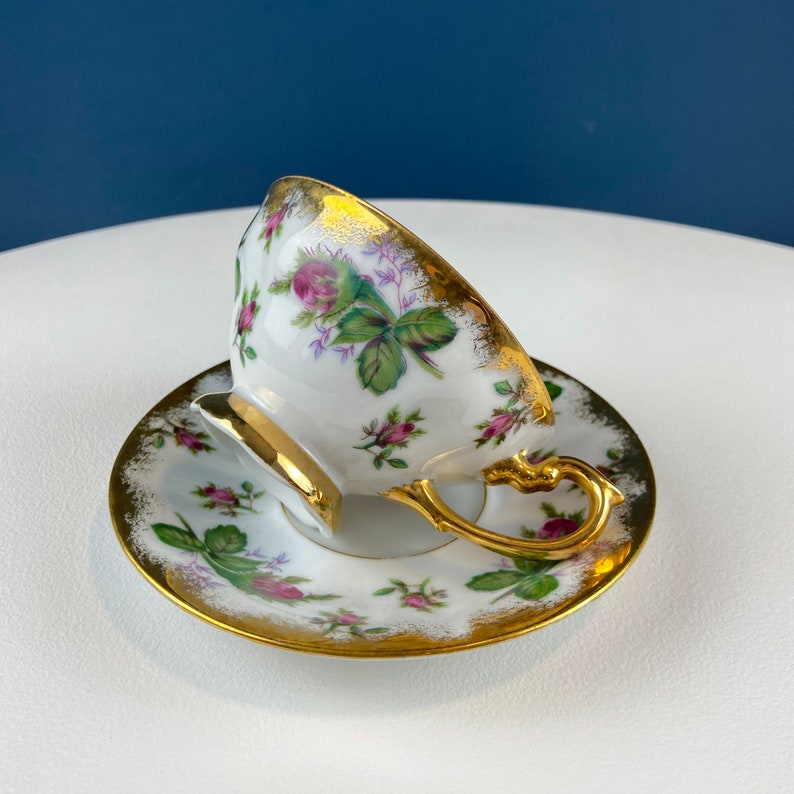 Vintage Moss Rose Tea/coffee Cup and Saucer. Collectible Porcelain Set ...