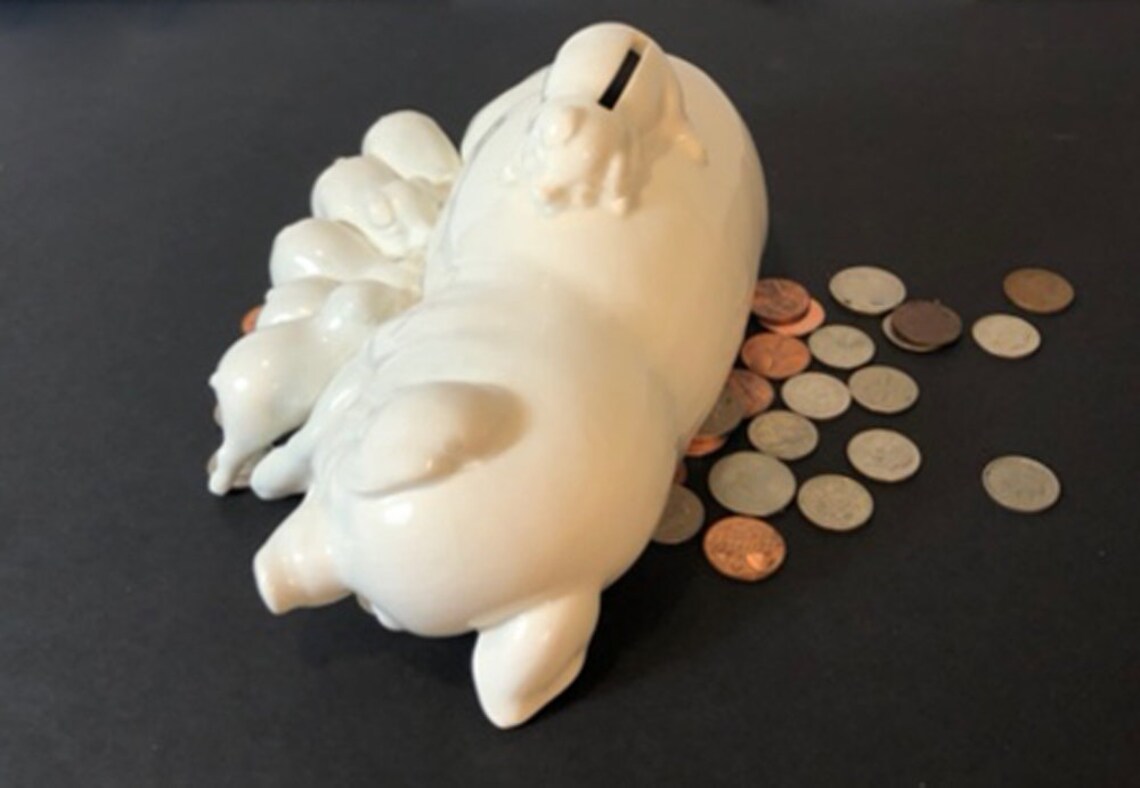 Vintage Piggy Bank. Porcelain Funky Pig Momma With Piglets. - Etsy