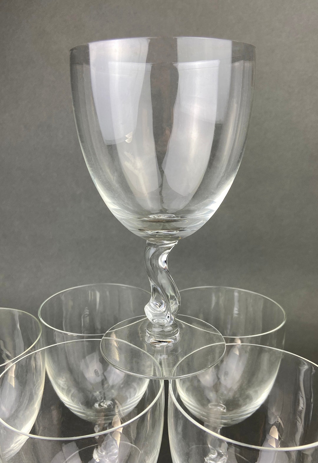 Fostoria Contour Clear Crystal Goblets With S-shaped Stem. Set of Seven ...