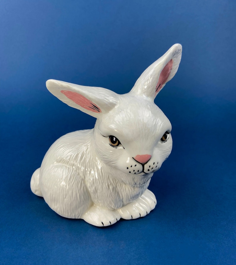 White Ceramic Bunny. Pink-nosed Hazel-eyed Rabbit. Easter or - Etsy