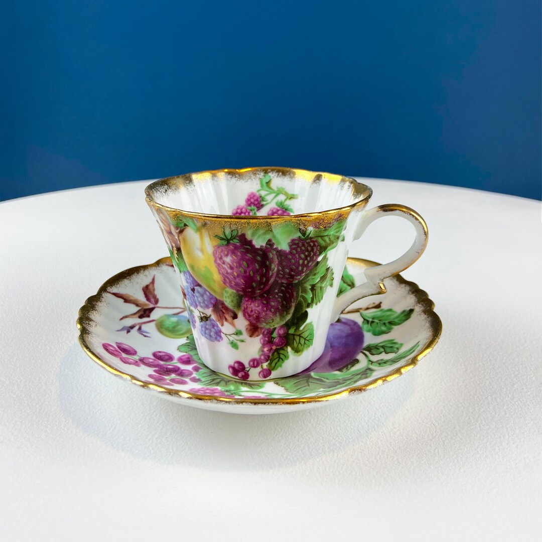 Vintage Royal Standard Tea Cup and Saucer: Handpainted Fruit Design - Etsy