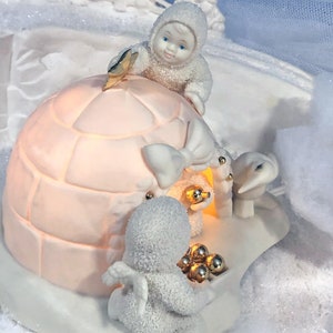 Large Snowbabies Figurine. Two Babies Dresses Like Bunnies Riding ...