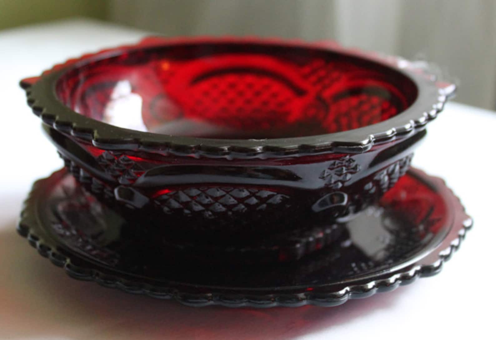 Avon Cape Cod Collection. Ruby Red Glass Small Plate. - Etsy