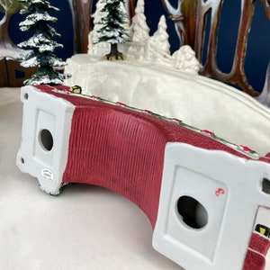 Christmas Village Red Bridge by Lemax. Porcelain Bridge With Lanterns ...