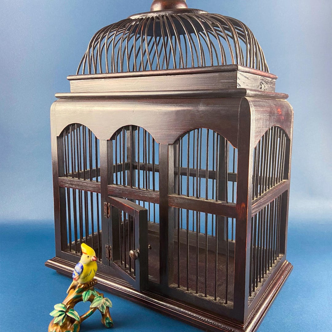 Vintage Victorian Style Wooden Bird Cage With Removable Roof. Mahogany ...