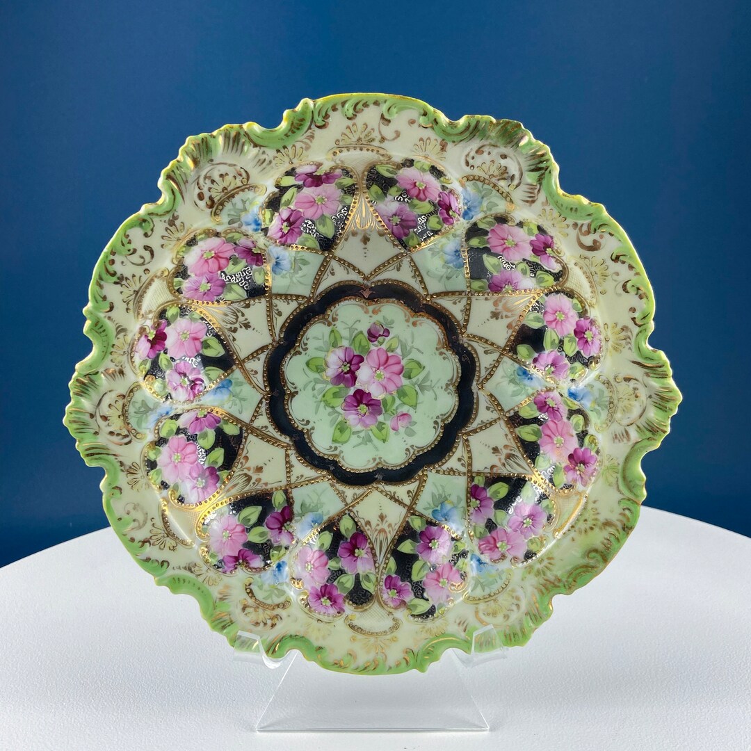 Stunning Antique Hand Painted Porcelain Bowl. Centerpiece Dish With ...