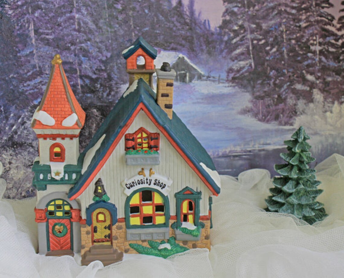 Christmas House with Lights. Vintage Curiosity Shop by | Etsy