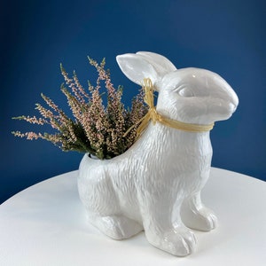 White Porcelain Bunny Planter. Large Ceramic Rabbit Figurine. Children ...