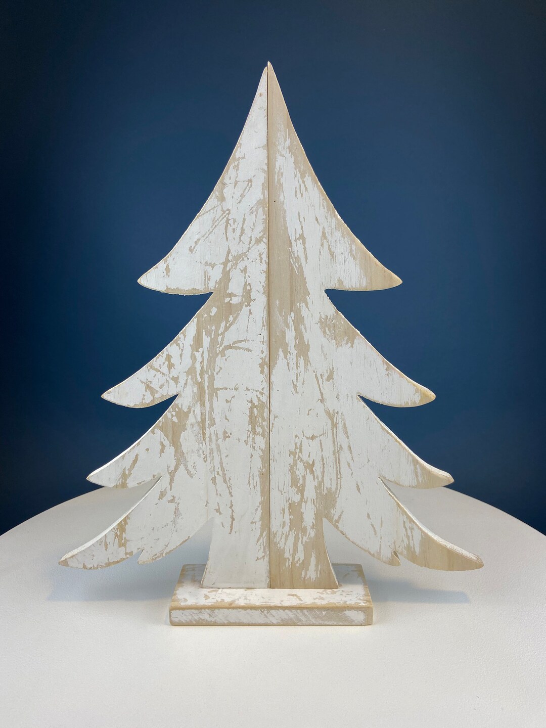 Large Rustic Wooden Christmas Tree. White Distressed Pine. Modern ...