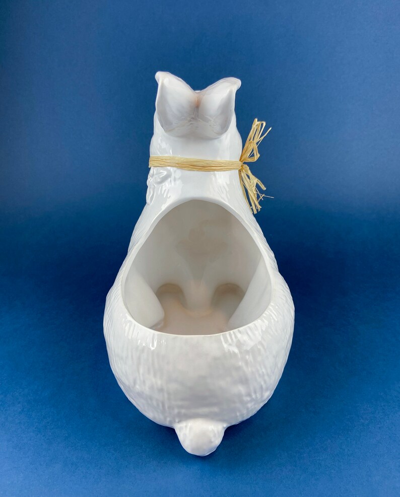 White Porcelain Bunny Planter. Large Ceramic Rabbit Figurine. - Etsy