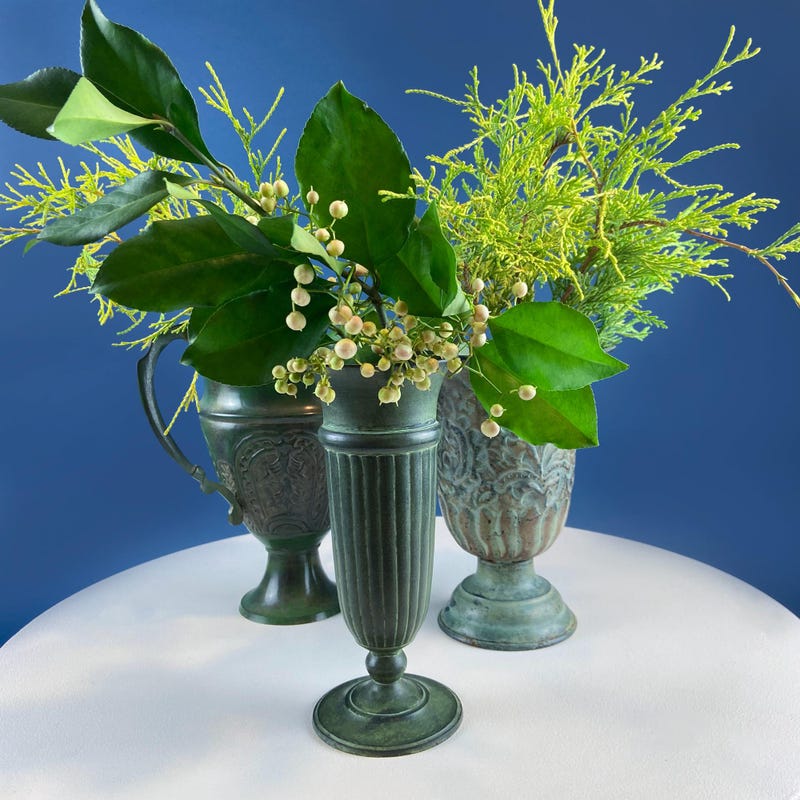 Vintage Green Metal Planter - Etsy