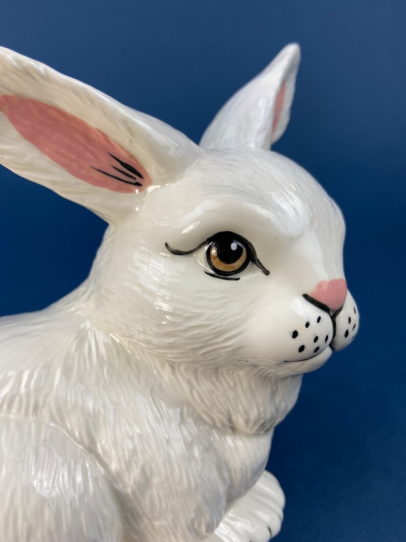 White Ceramic Bunny. Pink-nosed Hazel-eyed Rabbit. Easter or - Etsy