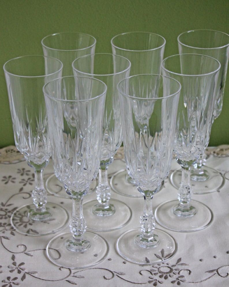 Vintage Crystal Glasses. Eight Crystal Glasses. Crystal Bar | Etsy