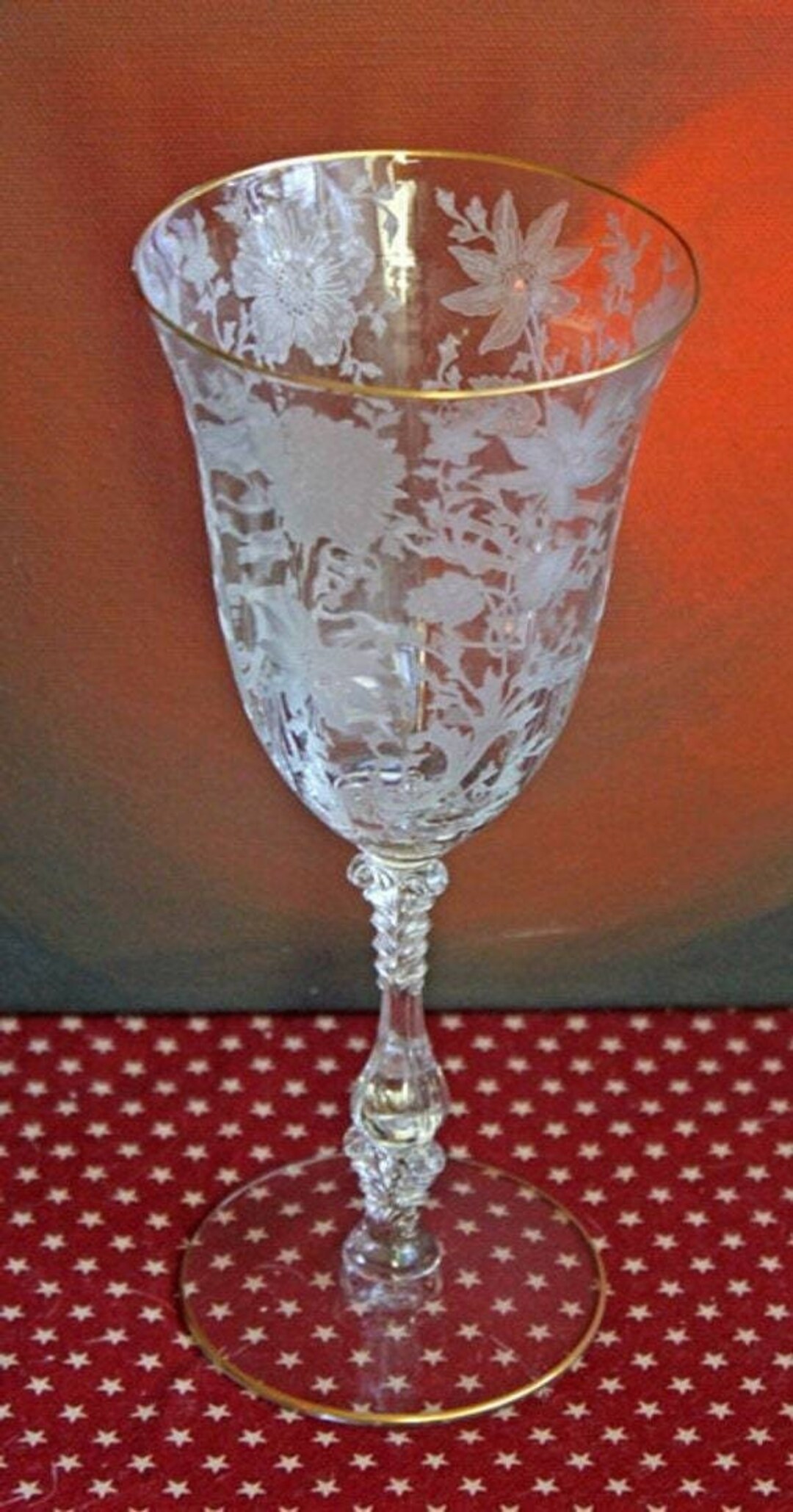Antique Cambridge Crystal Wine Glass / Water Goblet Replacement. Etched ...