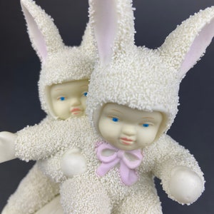 Large Snowbabies Figurine. Two Babies Dresses Like Bunnies Riding ...