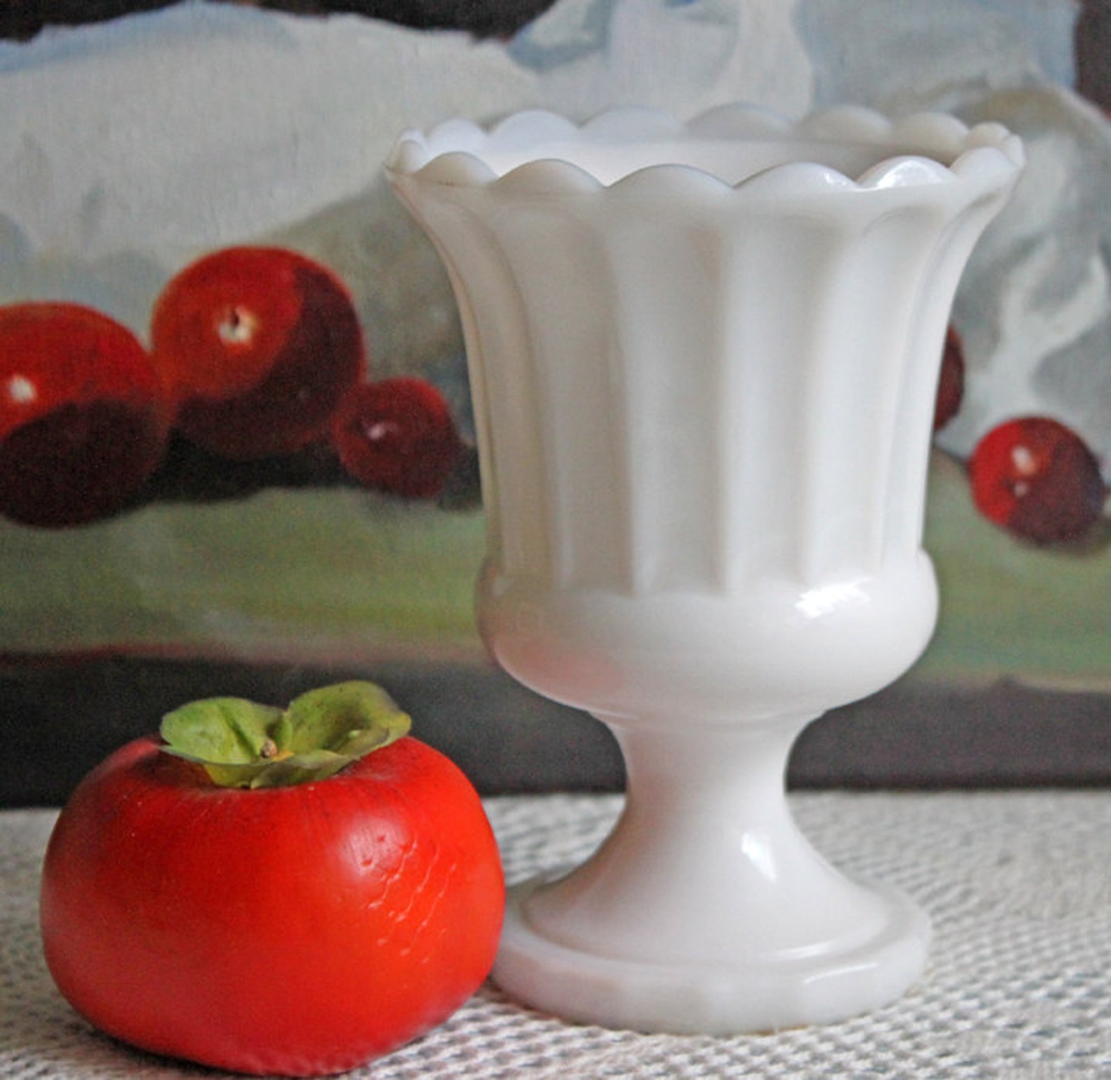 Milk Glass Footed Vase. Pedestal Planter. Pedestal Small - Etsy
