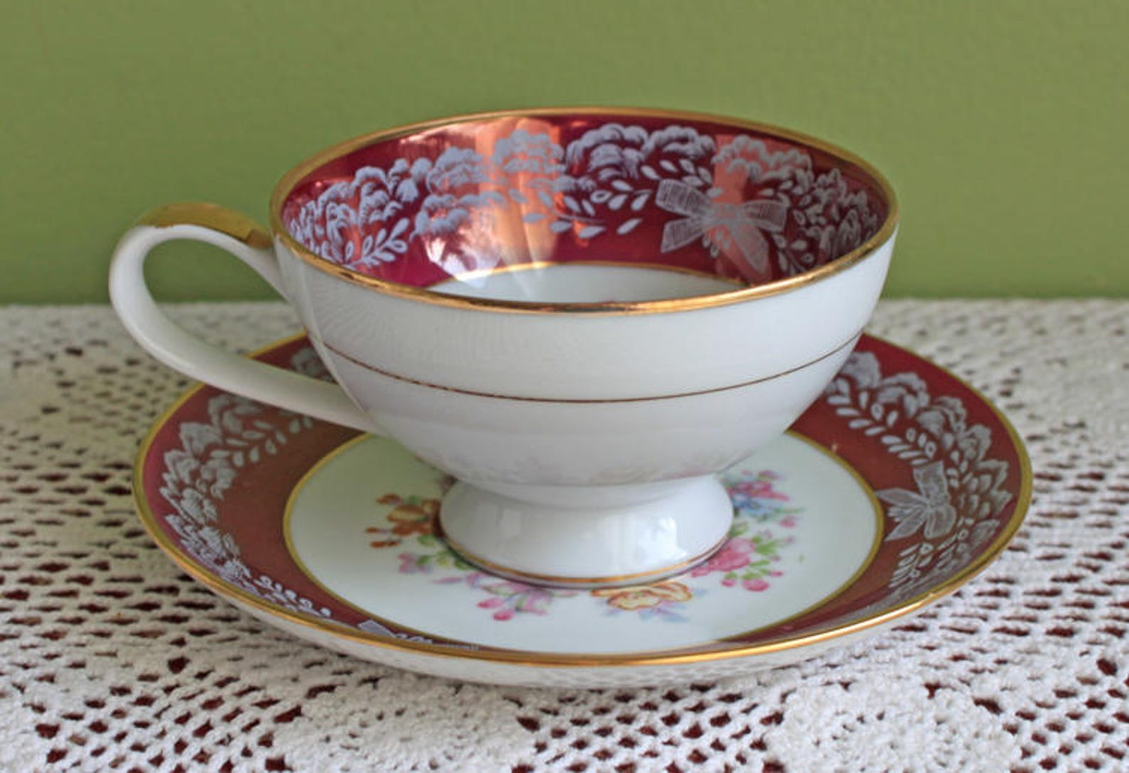 Cup With Saucer. Tea Set Hand Crafted by Norcrest in Japan | Etsy