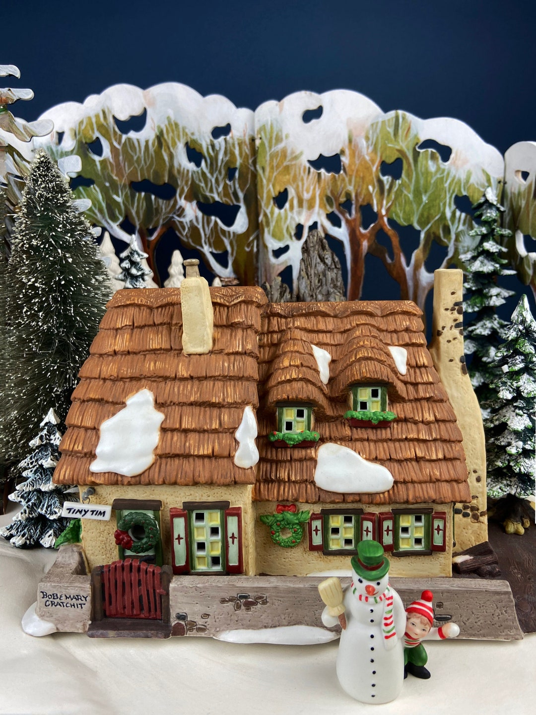 Illuminated Christmas Carol Cottage. Christmas Village Porcelain House ...