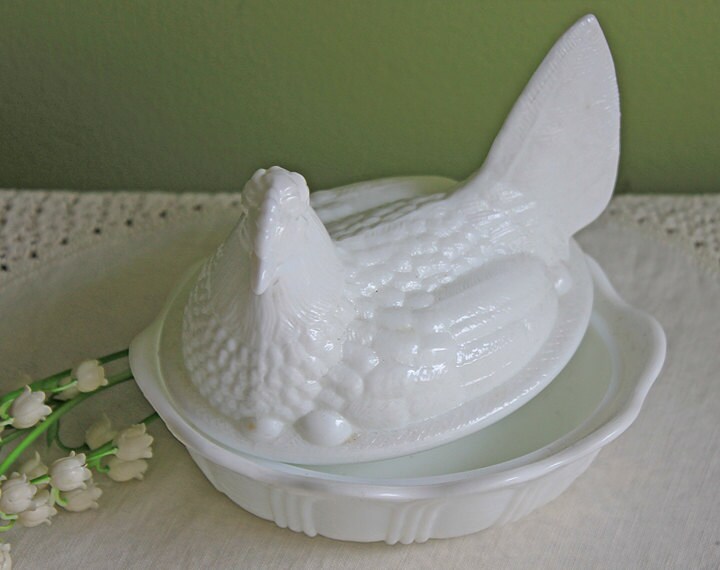 Fenton Milk Glass Butter Dish With Lid in Shape of Hen Sitting - Etsy