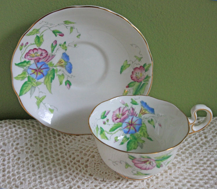 Fenton Cup and Saucer. Hand Painted Tea Set With Morning - Etsy