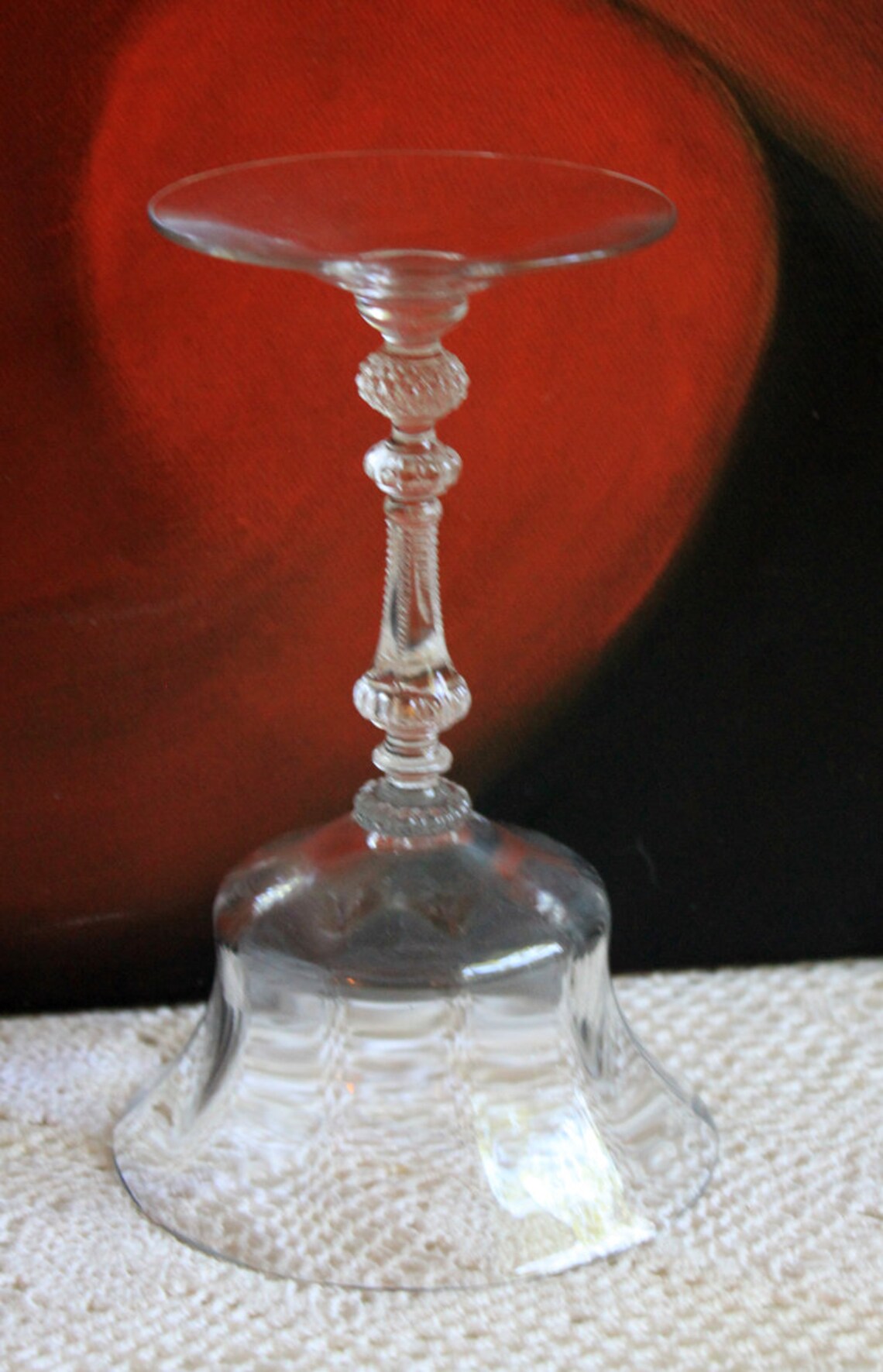 Vintage Crystal Glasses with Ornate Stems and Paneled Bowl. | Etsy