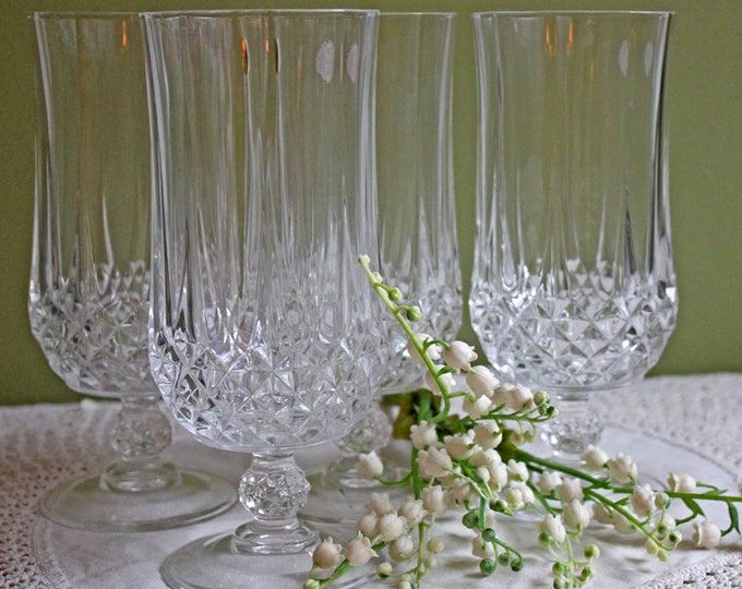 Crystal Water Goblets or Iced Tea Goblets. Glasses Made in France. Set ...