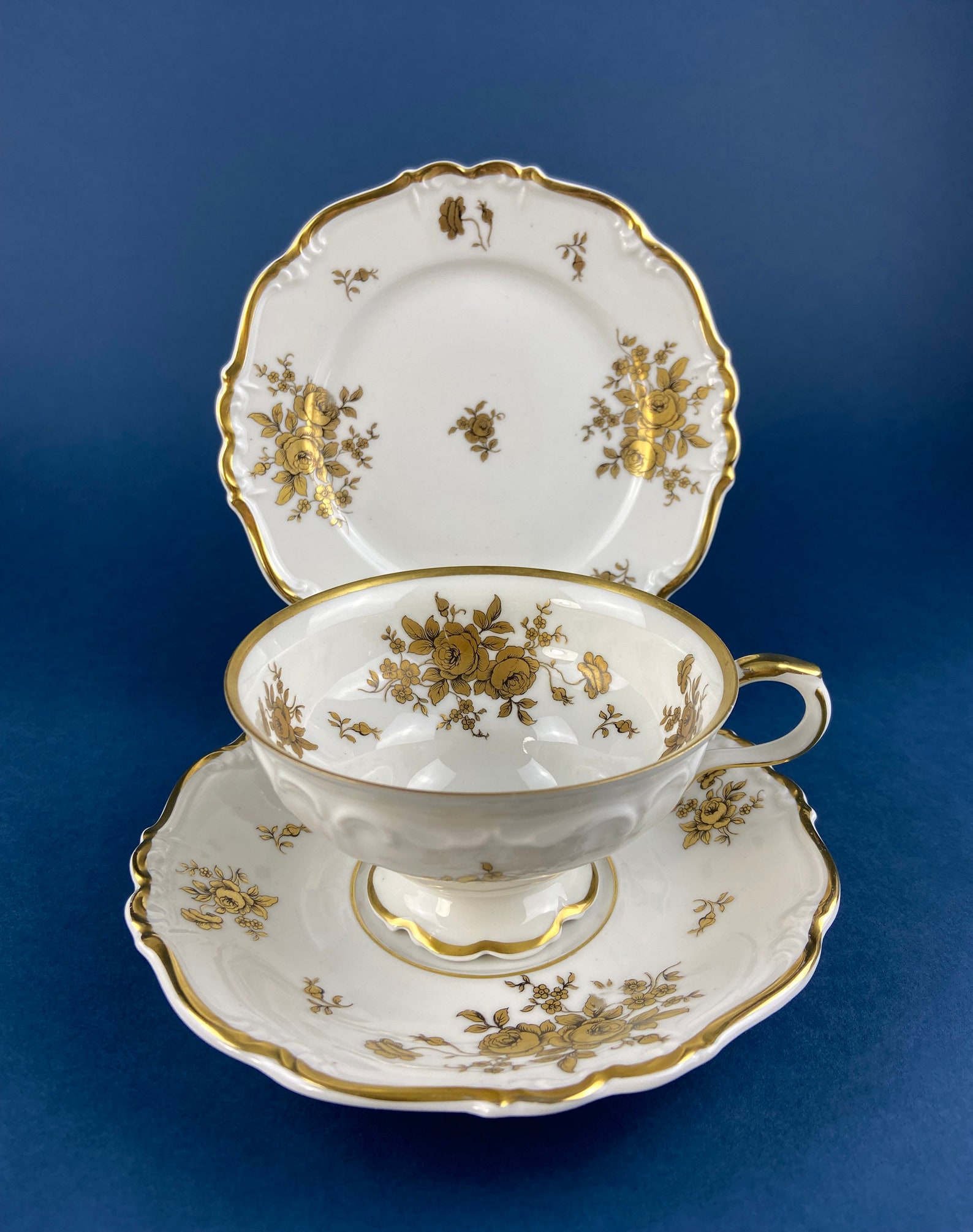 Stunning Antique White and Gold Tea Set Trio. Weimar Porcelain ...