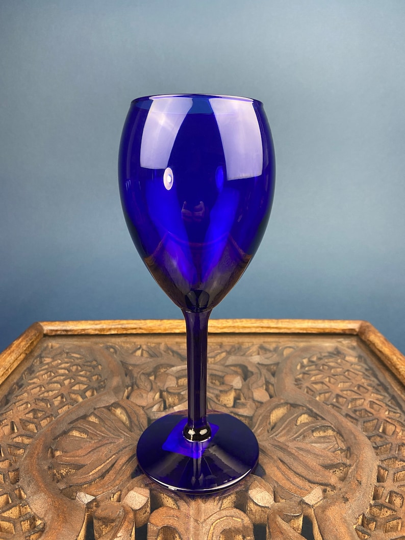Cobalt Blue Wine Glasses: Set of Six Modern Stemware - Etsy