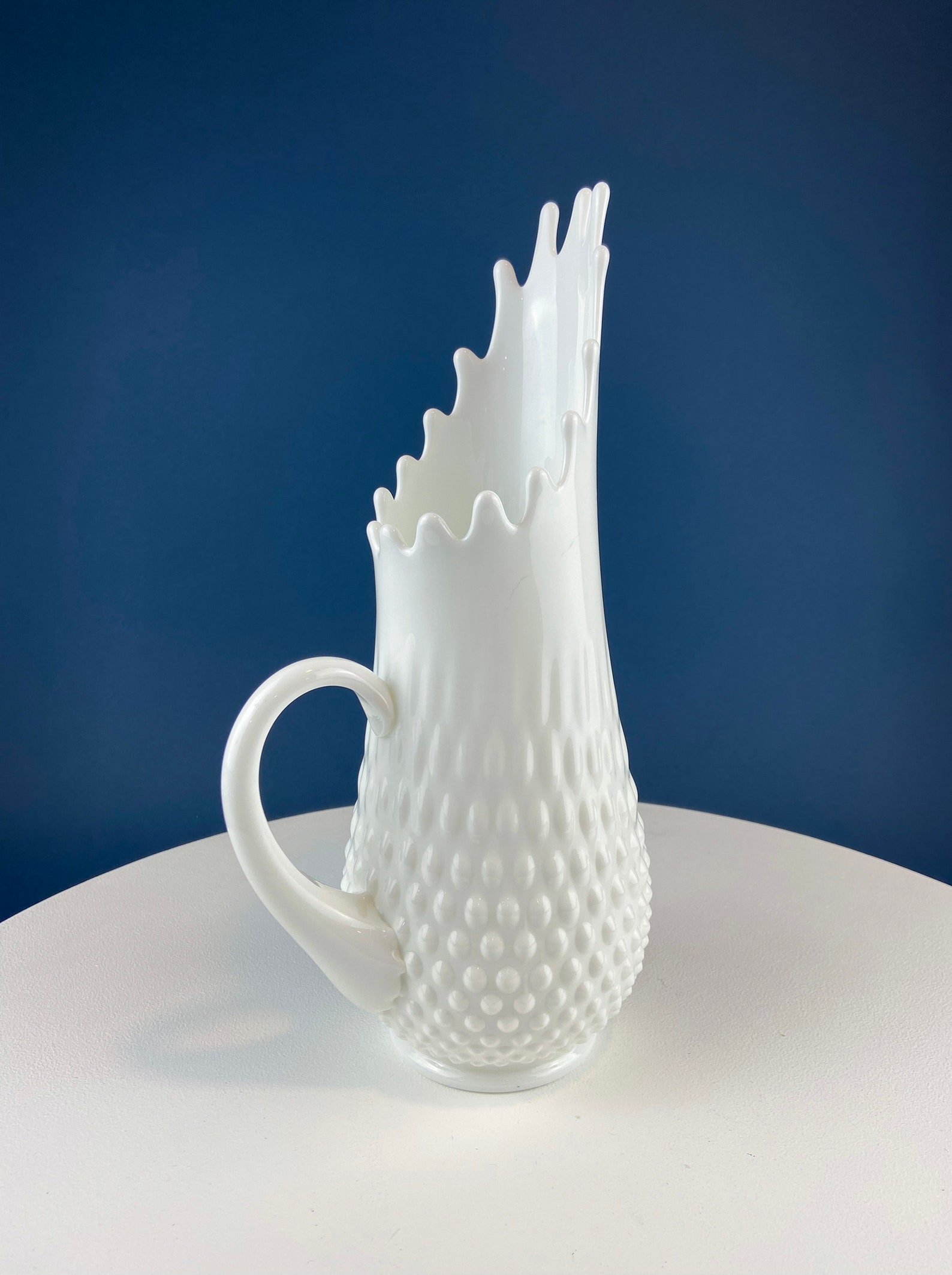 Milk Glass Hobnail Splash Vase. Fenton White Glass Flower Vase With ...