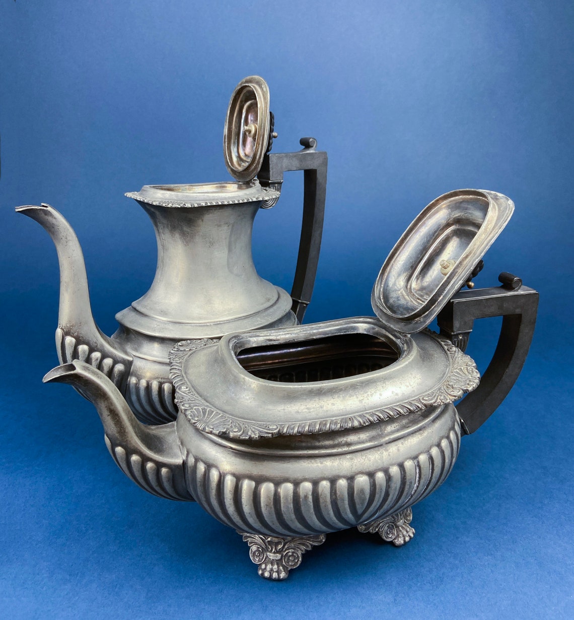 Vintage Pewter Teapot and Coffee Pot. Set of Two Beautifully Detailed ...