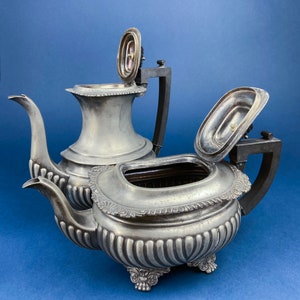 Vintage Pewter Teapot and Coffee Pot. Set of Two Beautifully Detailed ...