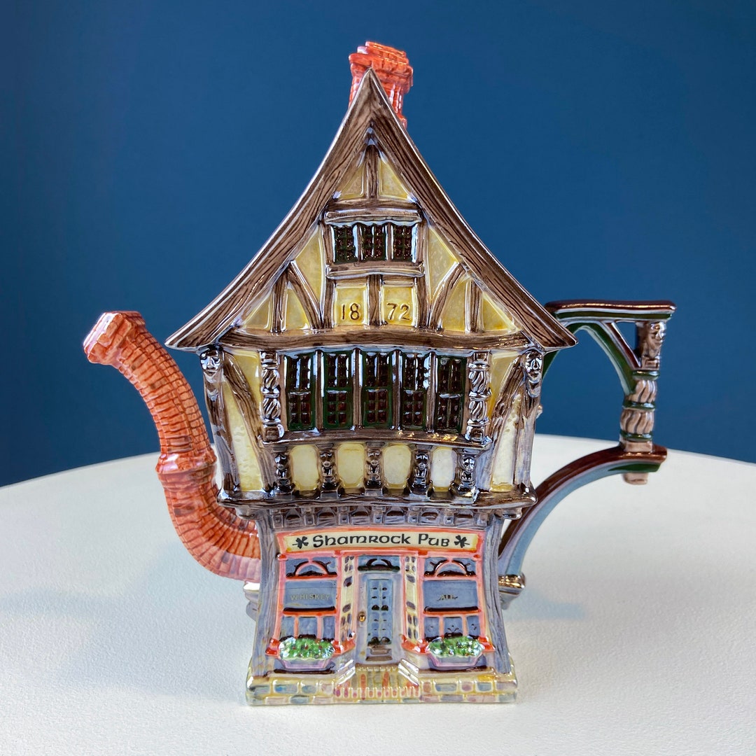 Irish Pub Tea Pot. Shamrock Pub, Whiskey & Ale by Dept. 56. High Gloss ...
