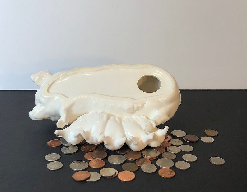 Vintage Piggy Bank. Porcelain Funky Pig Momma With Piglets. - Etsy