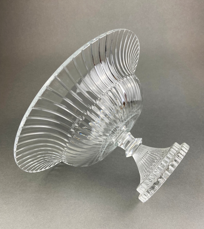 Large Crystal Footed Bowl. Clear Cut Crystal Centerpiece | Etsy