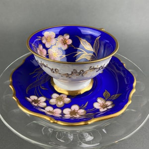 Antique Tea Cup and Saucer. Schumann Porcelain Made in Germany. Cobalt ...