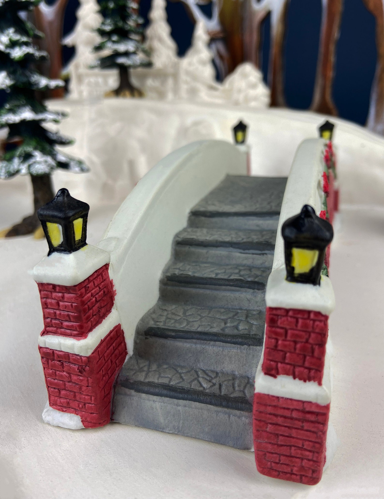 Christmas Village Red Bridge by Lemax. Porcelain Bridge With - Etsy