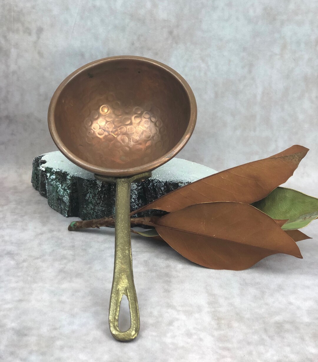 Vintage Copper Ladle. Hand Pounded Ladle With Short Brass Handle for ...
