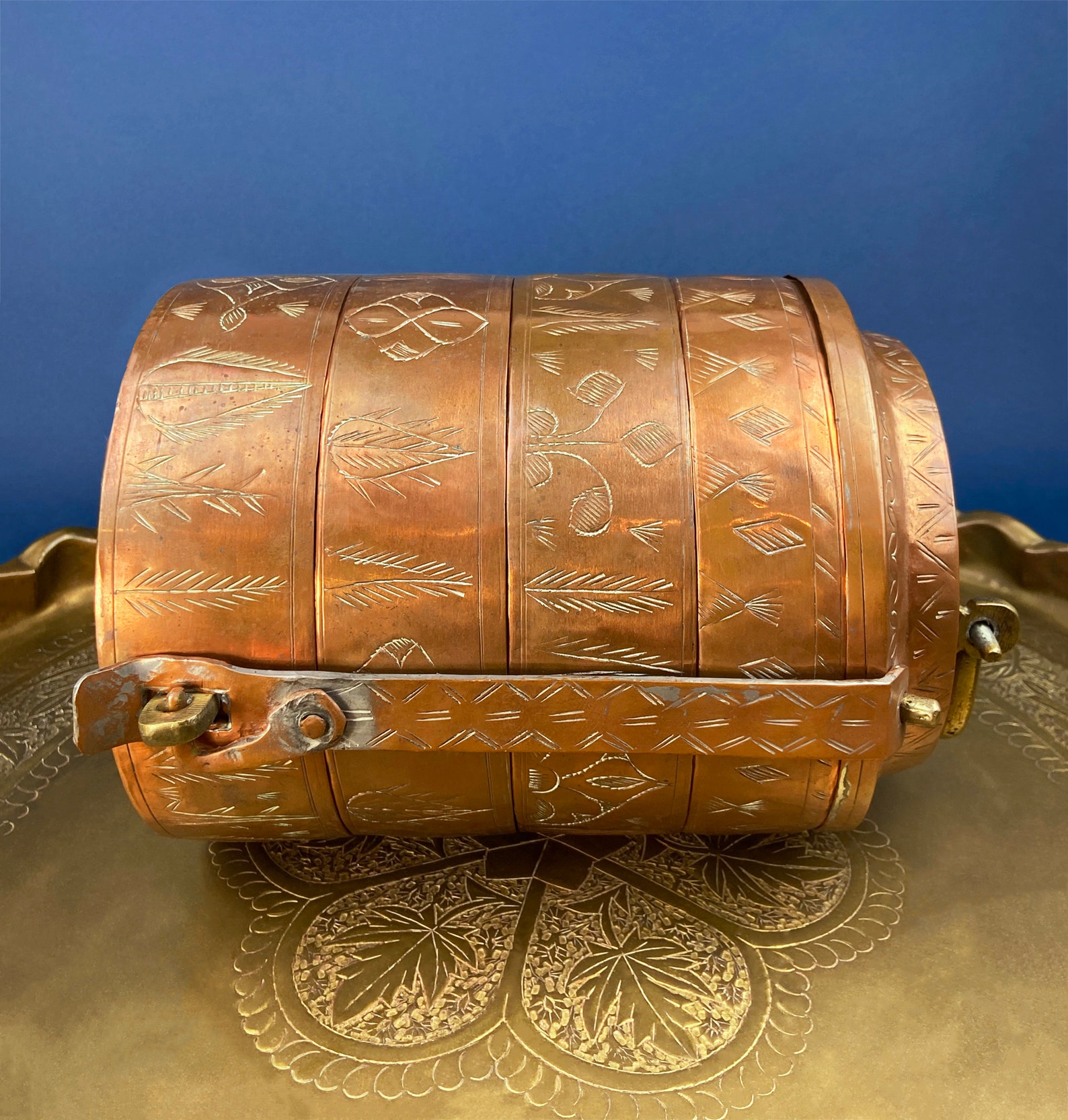 Antique 19th-century Copper and Brass Turkish 4 Stacking Bowls Lunch ...