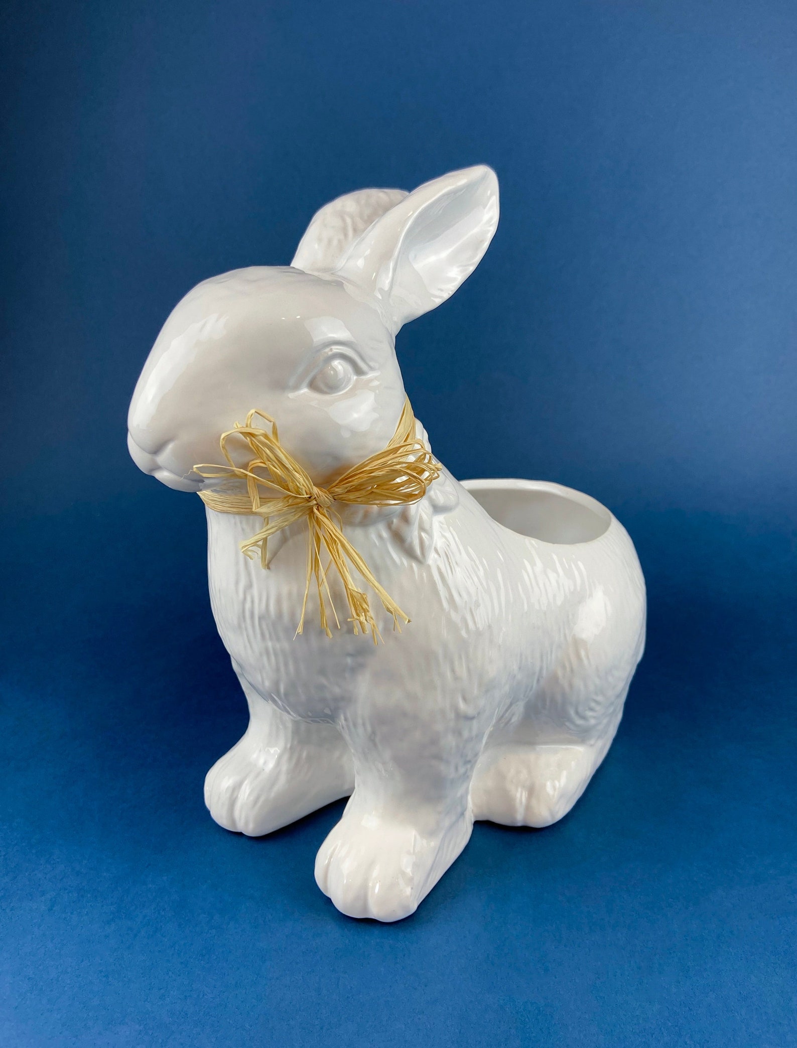 White Porcelain Bunny Planter. Large Ceramic Rabbit Figurine. - Etsy