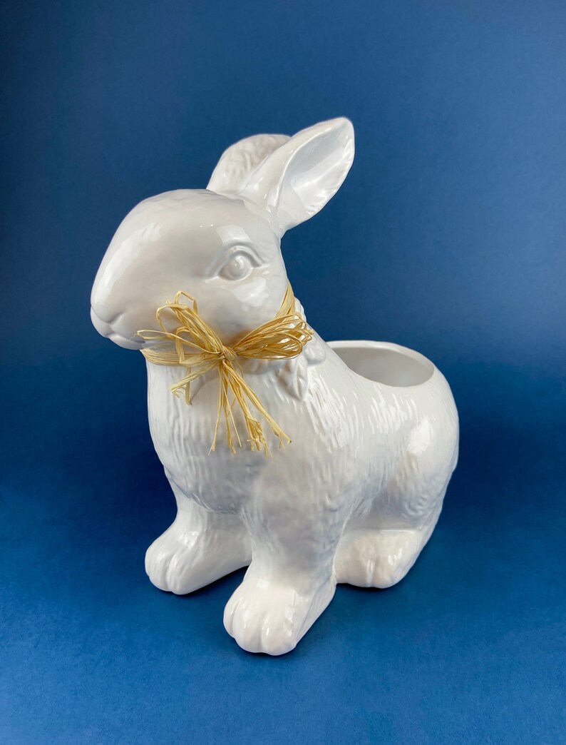 White Porcelain Bunny Planter. Large Ceramic Rabbit Figurine. - Etsy