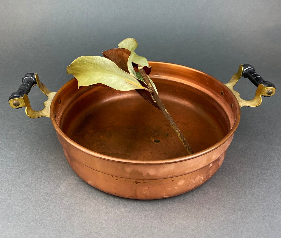 Vintage, Copper, Serving Dish With Wooden Handles. Copper and Brass ...
