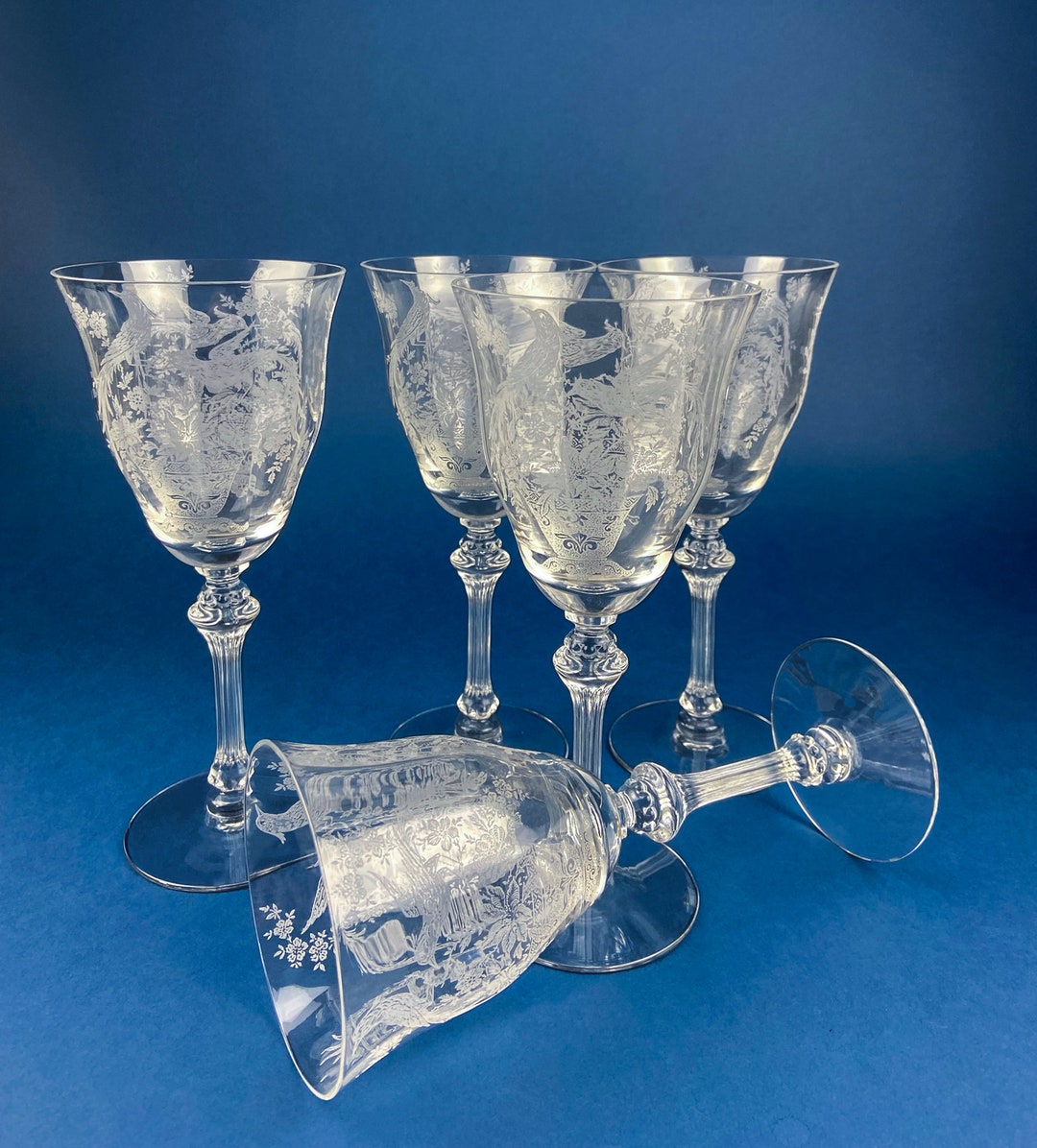 Vintage Tiffin-franciscan Persian Pheasant Crystal Water or Wine ...